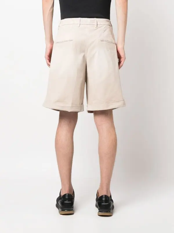 DONDUP Box-pleat Cotton Chino Shorts