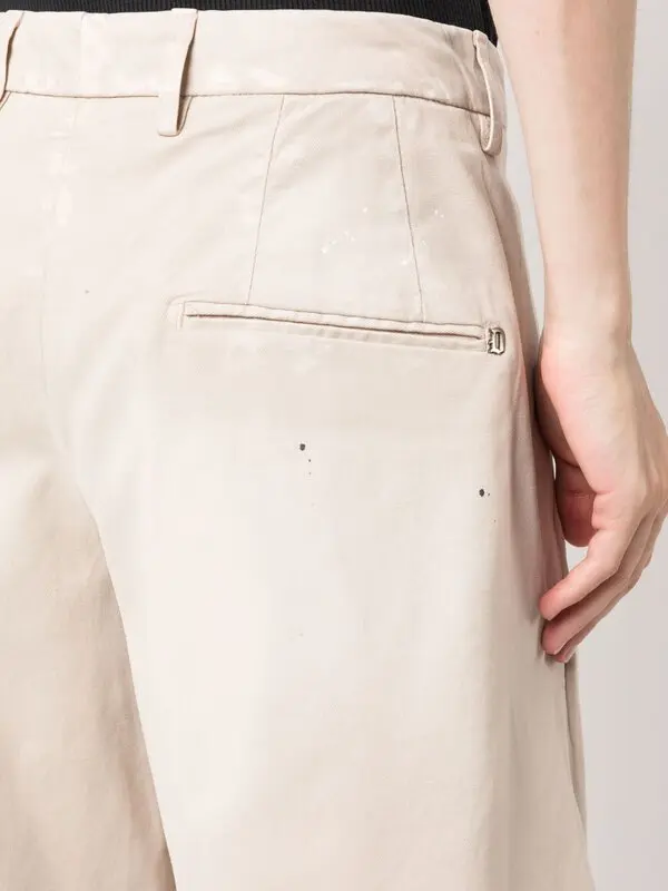 DONDUP Box-pleat Cotton Chino Shorts