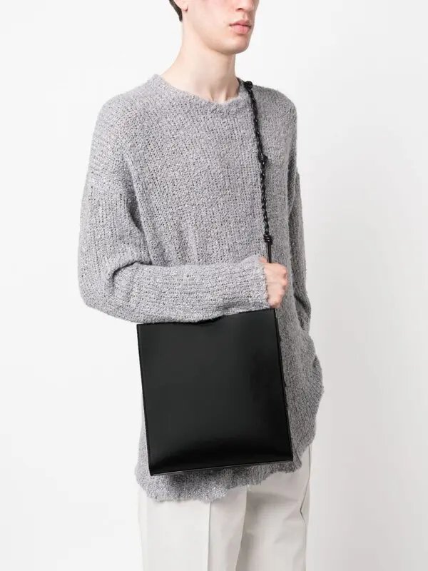 JIL SANDER Tangle Leather Shoulder Bag - Black