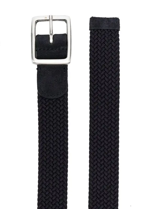 DELL'OGLIO Braided Suede-trim Belt - Blue