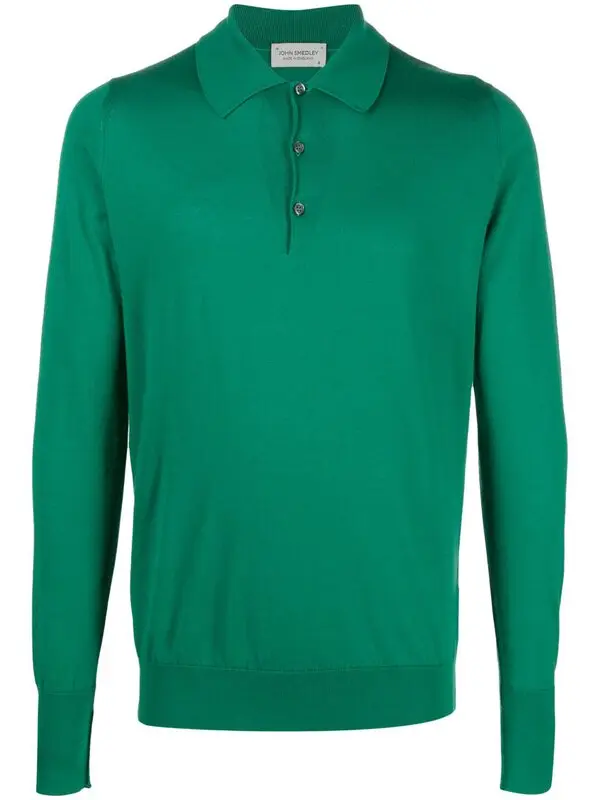 John Smedley Finchley Long-sleeved Polo Shirt - Green