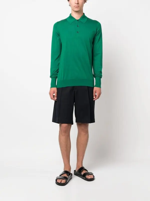 John Smedley Finchley Long-sleeved Polo Shirt - Green