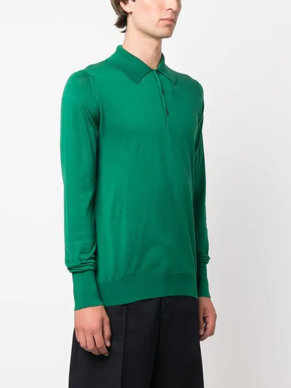 John Smedley Finchley Long-sleeved Polo Shirt - Green