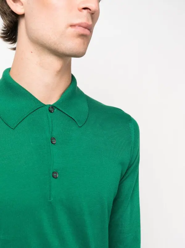 John Smedley Finchley Long-sleeved Polo Shirt - Green