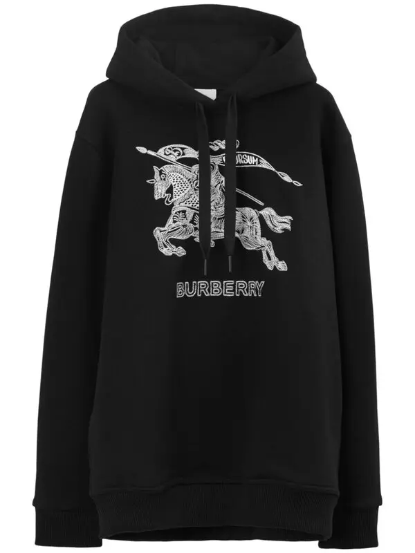 Burberry Embroidered-Ekd Logo-Print Hoodie - Black | Editorialist