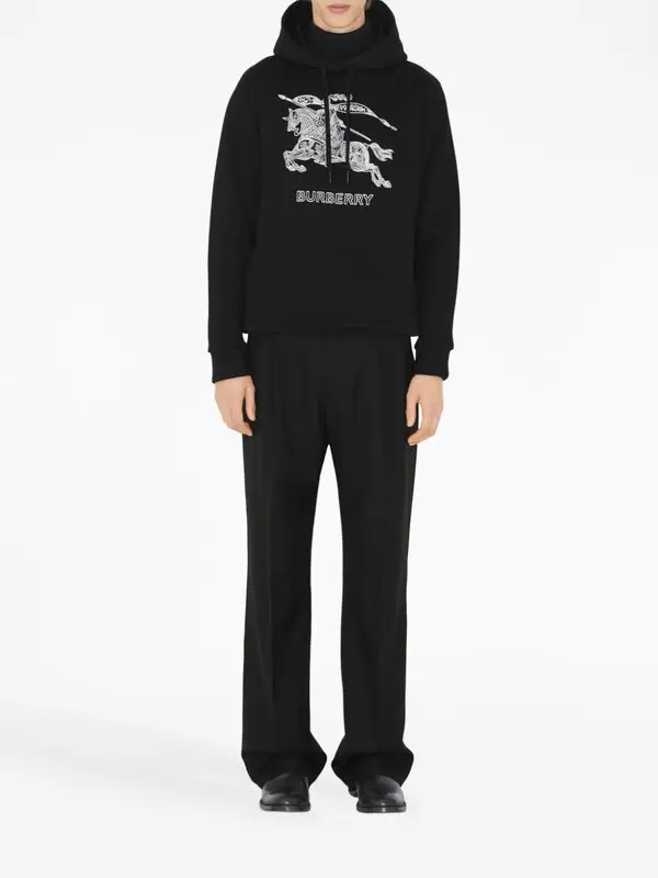Burberry Embroidered-Ekd Logo-Print Hoodie - Black | Editorialist