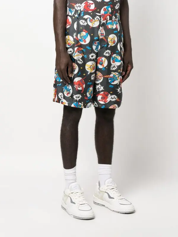Moschino Comic-print Silk Shorts