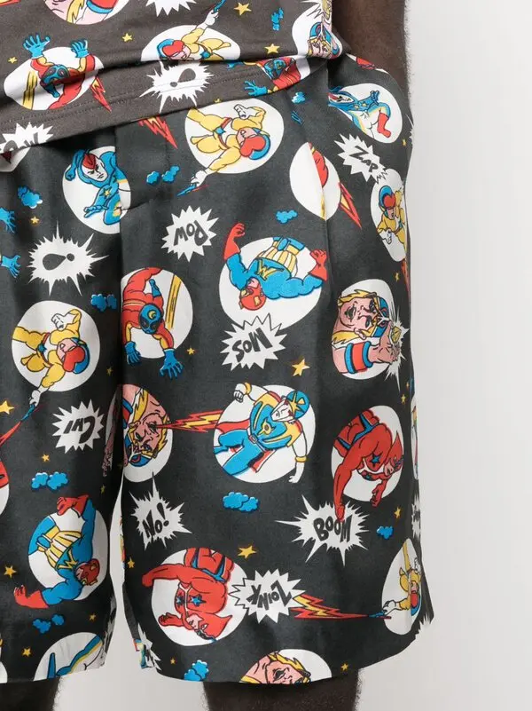 Moschino Comic-print Silk Shorts