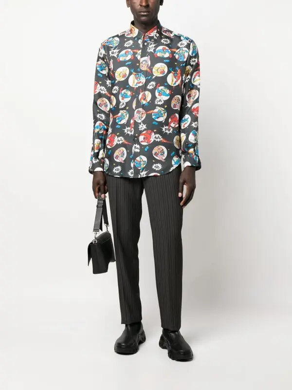 Moschino Comic-print Silk Shirt