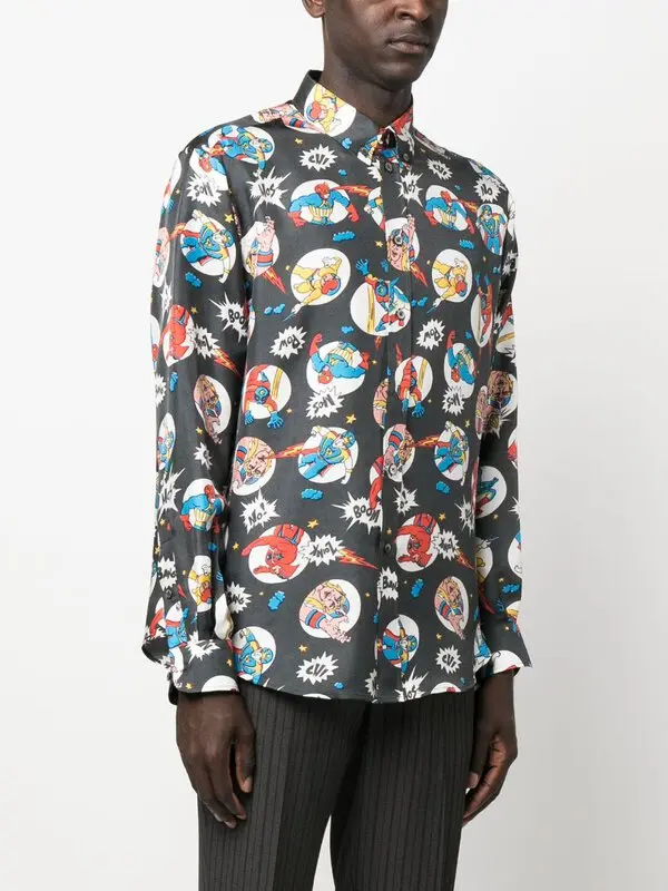 Moschino Comic-print Silk Shirt