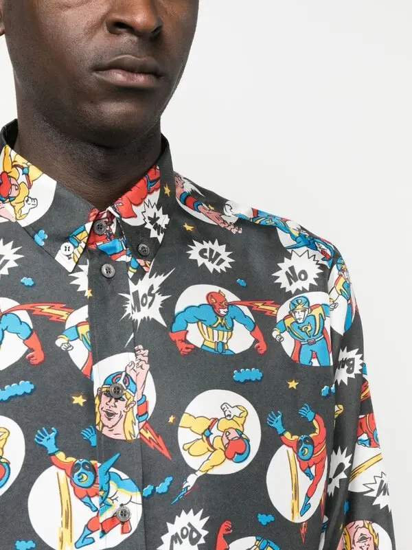 Moschino Comic-print Silk Shirt