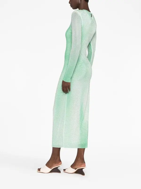 green rhinestone mesh midi dress self-portrait - Green Rhinestone Mesh Midi Dress
