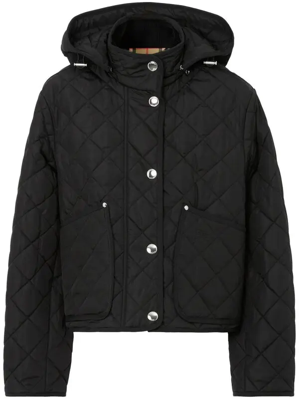Burberry Detachable-hood Diamond-quilted Jacket - Black