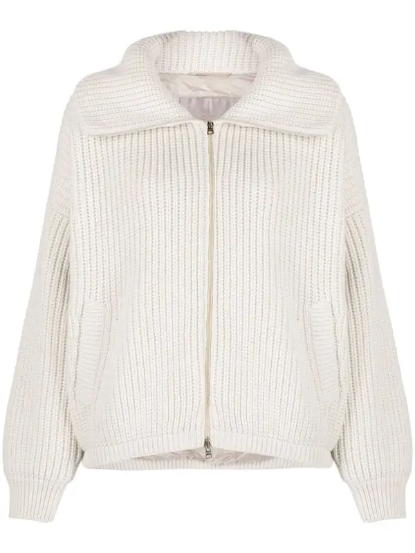 Herno Chunky-knit Zip-up Cashmere Cardigan - Neutrals