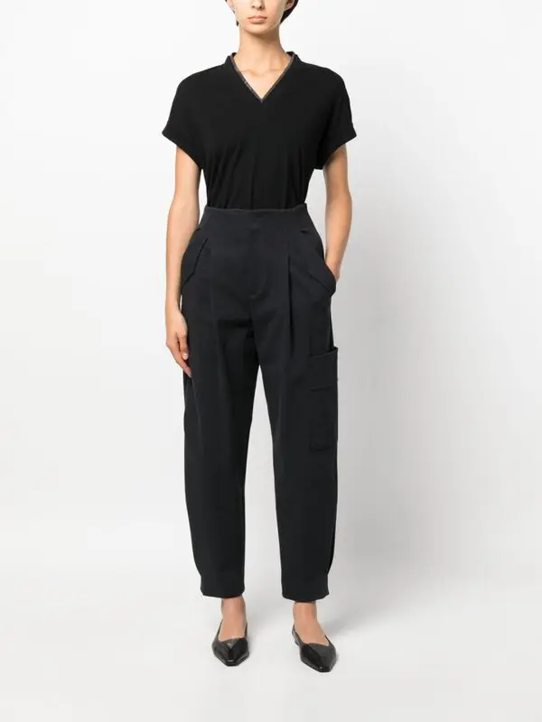 Brunello Cucinelli Monili-trim V-neck T-shirt - Black