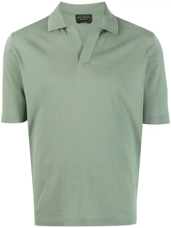 DELL'OGLIO Open-placket Cotton Polo Shirt - Green