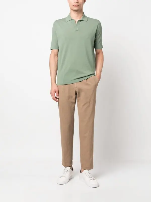 DELL'OGLIO Open-placket Cotton Polo Shirt - Green
