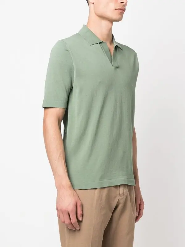 DELL'OGLIO Open-placket Cotton Polo Shirt - Green