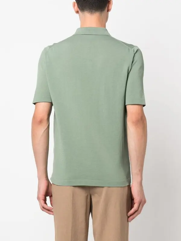DELL'OGLIO Open-placket Cotton Polo Shirt - Green