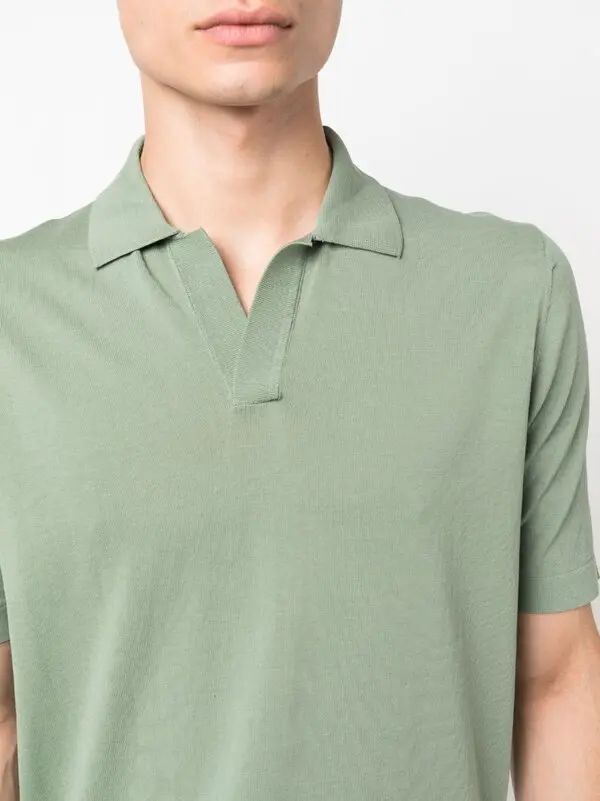 DELL'OGLIO Open-placket Cotton Polo Shirt - Green