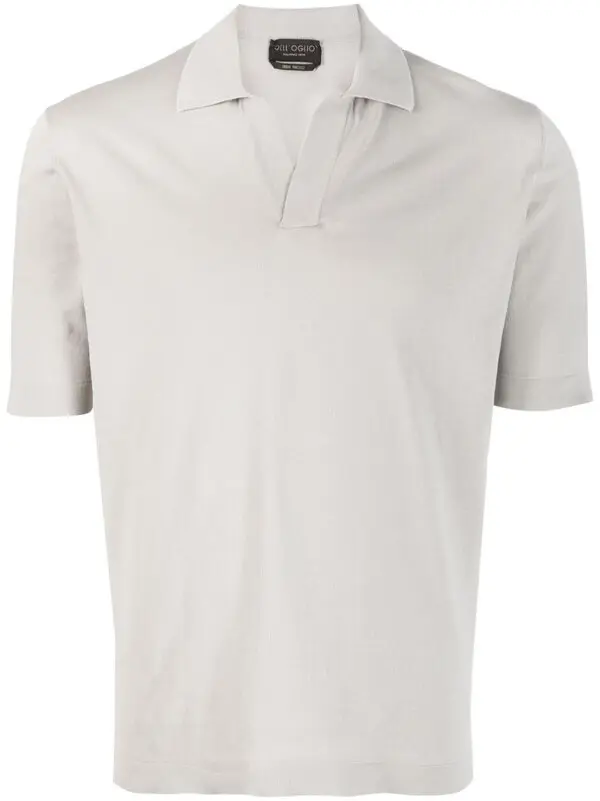 DELL'OGLIO Open-placket Cotton Polo Shirt - Grey