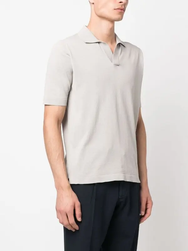 DELL'OGLIO Open-placket Cotton Polo Shirt - Grey