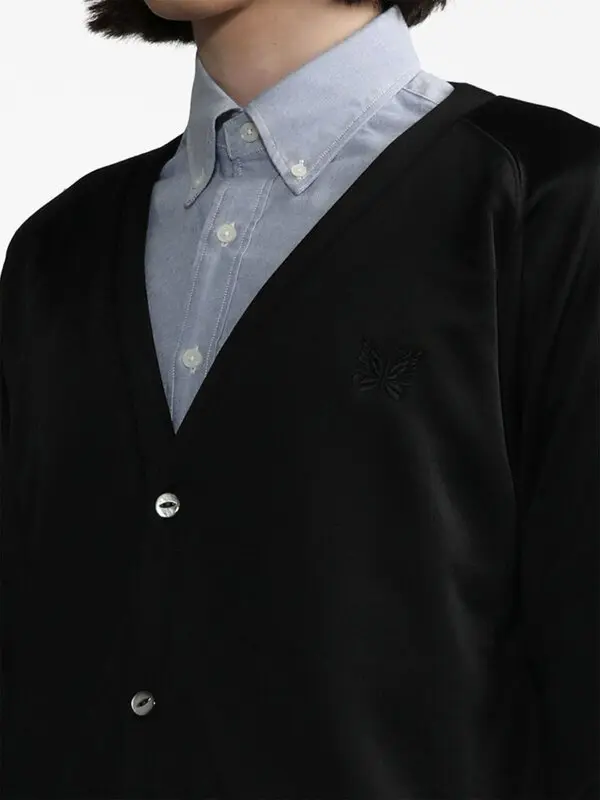 Needles Logo-embroidered Buttoned Cardigan - Black