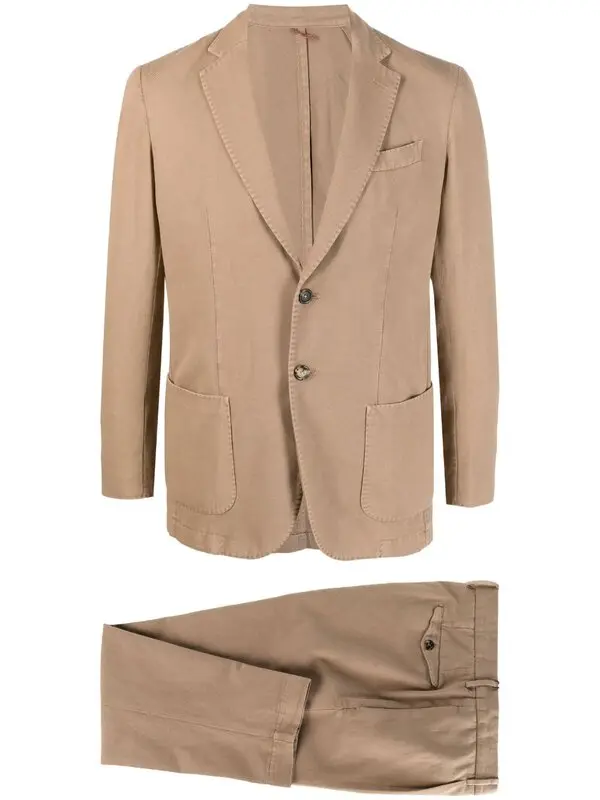 DELL'OGLIO Single-breasted Cotton-linen Suit - Neutrals