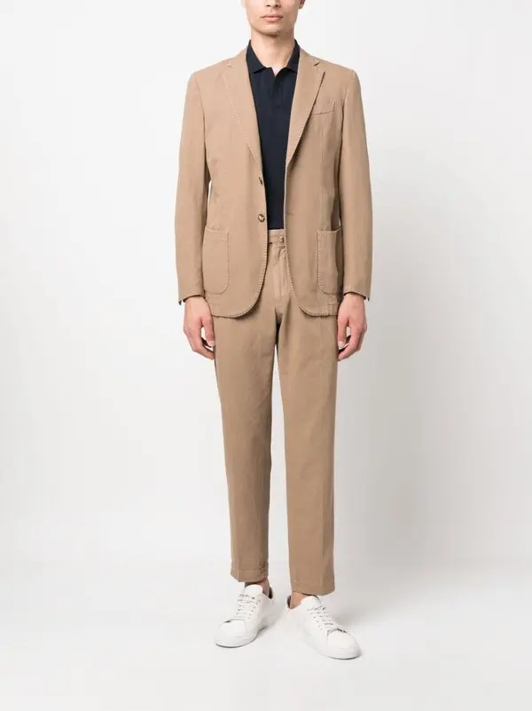 DELL'OGLIO Single-breasted Cotton-linen Suit - Neutrals