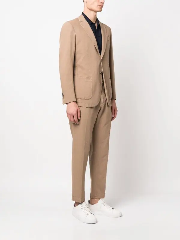 DELL'OGLIO Single-breasted Cotton-linen Suit - Neutrals