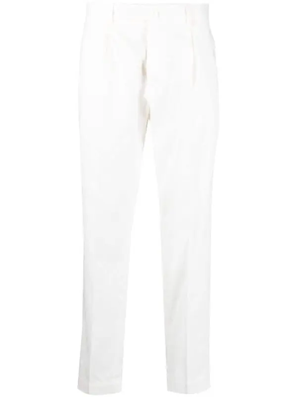 DELL'OGLIO Pleated Tapered Trousers - White