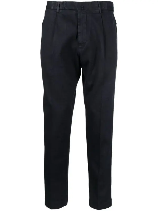 DELL'OGLIO Pleated Tapered-leg Trousers - Blue