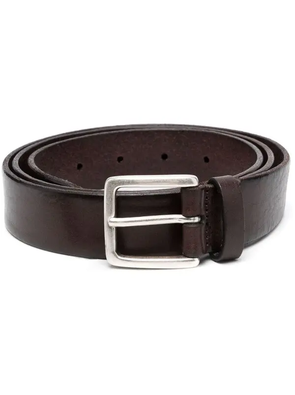 DELL'OGLIO Square-buckle Leather Belt - Brown
