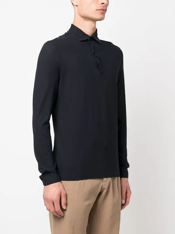 DELL'OGLIO Long-sleeve Cotton Polo Shirt