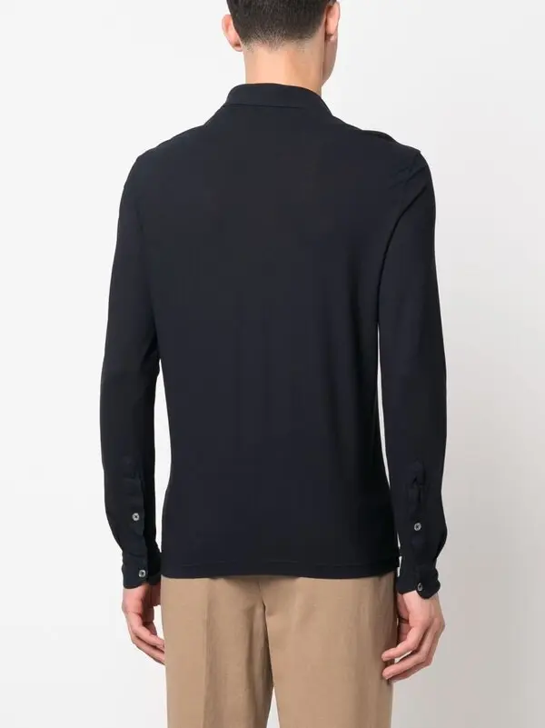 DELL'OGLIO Long-sleeve Cotton Polo Shirt