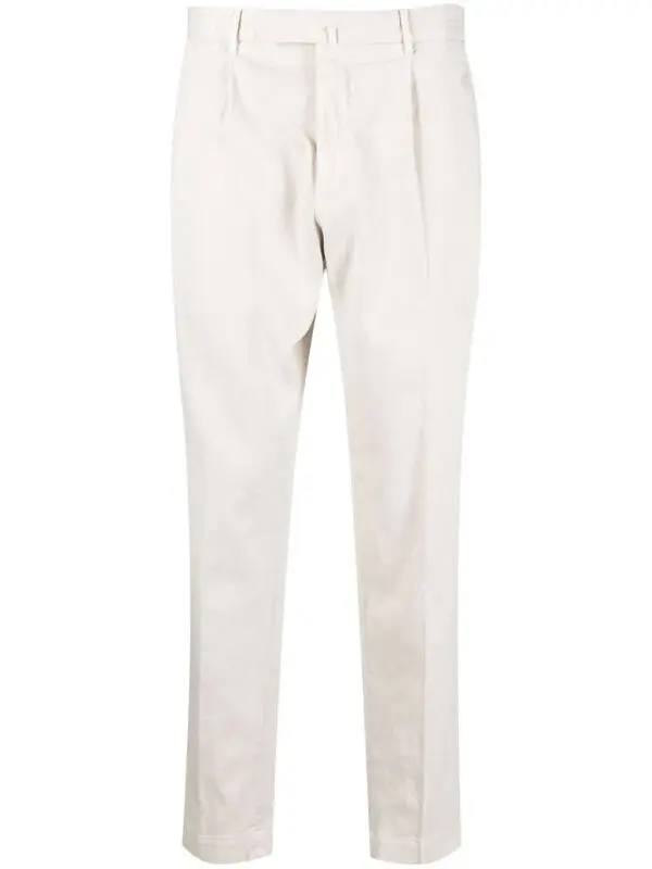 DELL'OGLIO Pleated Tapered-leg Trousers - Neutrals