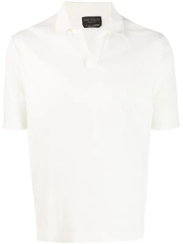DELL'OGLIO Open-placket Cotton Polo Shirt - White