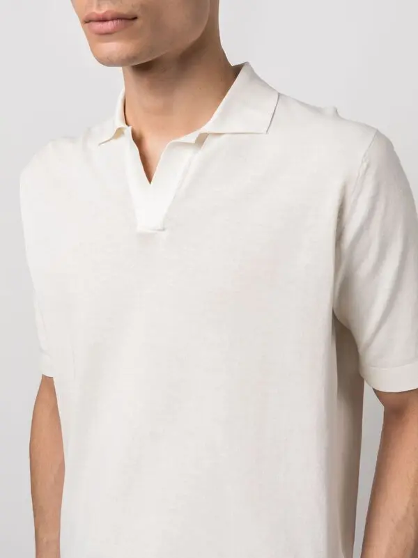 DELL'OGLIO Open-placket Cotton Polo Shirt - White