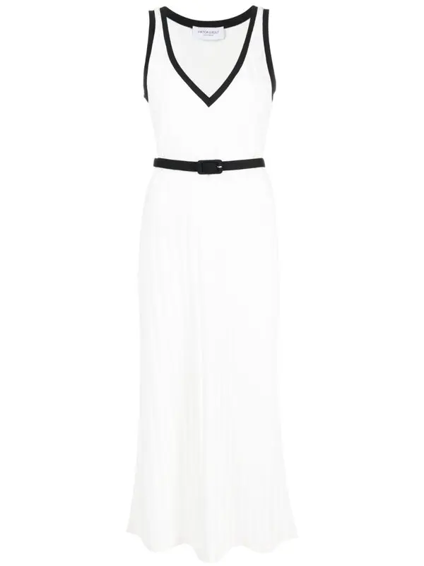 Viktor & Rolf Contrasting-trim Ribbed-knit Dress - White