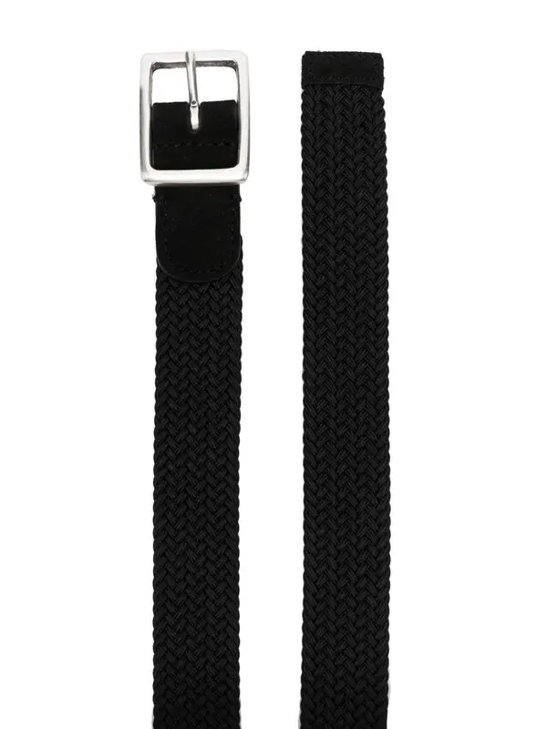 DELL'OGLIO Mastic Elasticated Suede Belt - Black