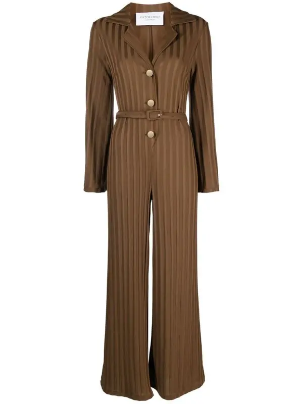 Viktor & Rolf Ribbed-knit Cotton Jumpsuit - Brown