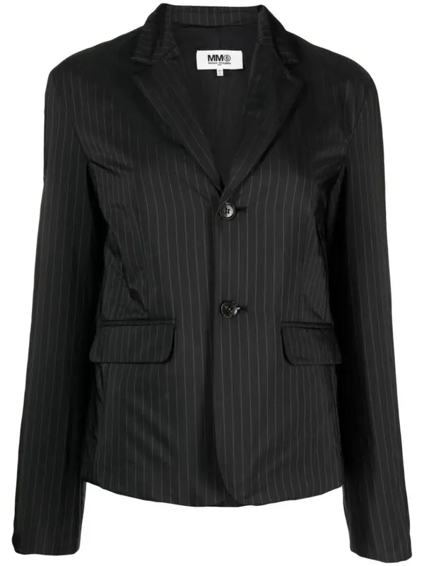 MAISON MARGIELA Single-breasted Pinstripe Blazer - Black