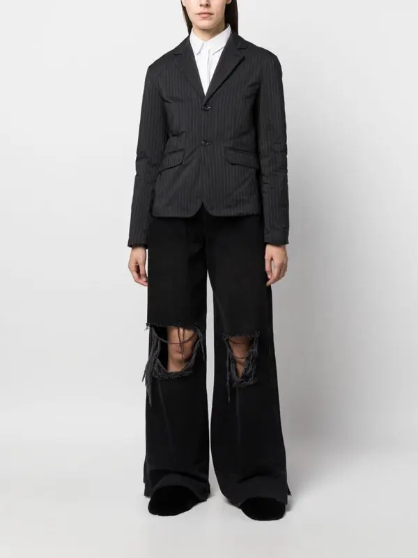MAISON MARGIELA Single-breasted Pinstripe Blazer - Black