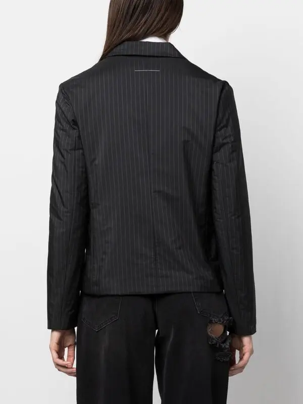 MAISON MARGIELA Single-breasted Pinstripe Blazer - Black