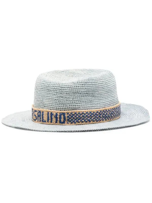 Borsalino Crochet Panama Straw Hat - Blue