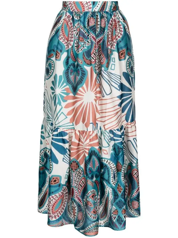 Ba&sh Botanical-print Flared Skirt