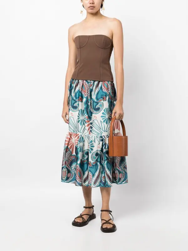 Ba&sh Botanical-print Flared Skirt