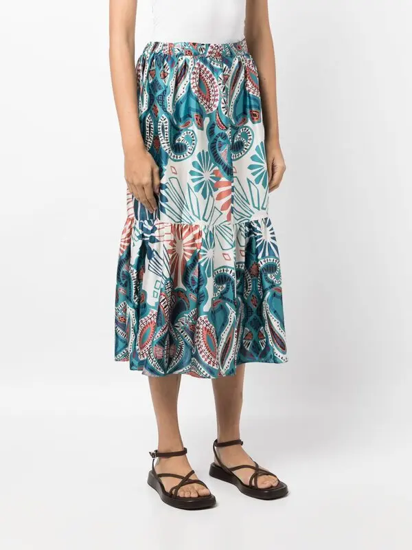 Ba&sh Botanical-print Flared Skirt