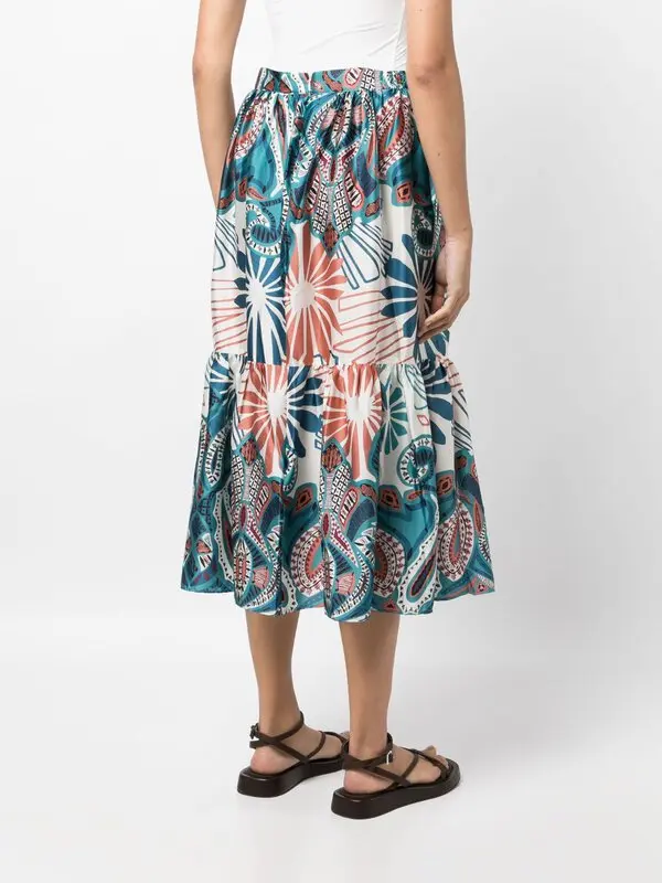 Ba&sh Botanical-print Flared Skirt