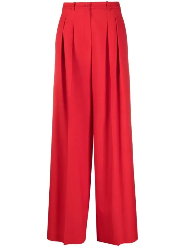 Michael Kors Box-pleat Wool Palazzo Trousers - Red